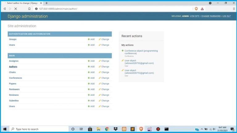 Conference Management System Project in Django - otw.cam